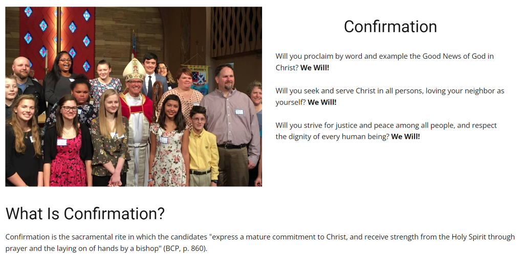 Confirmation - St. Andrews Episcopal Church Omaha