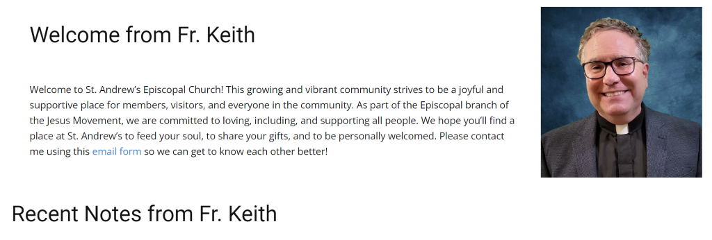 Contact Fr Keith - St. Andrews Episcopal Church Omaha