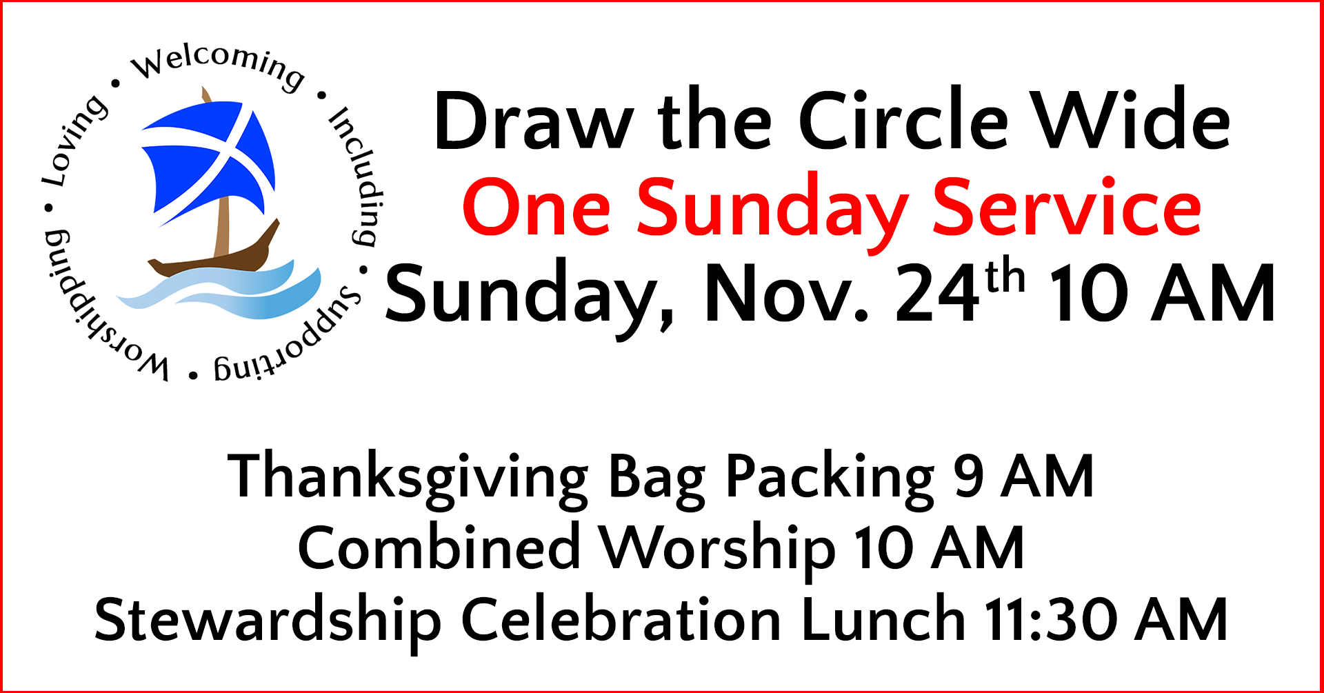 One Sunday Service 10 AM Nov 24th - St. Andrews Episcopal Church Omaha